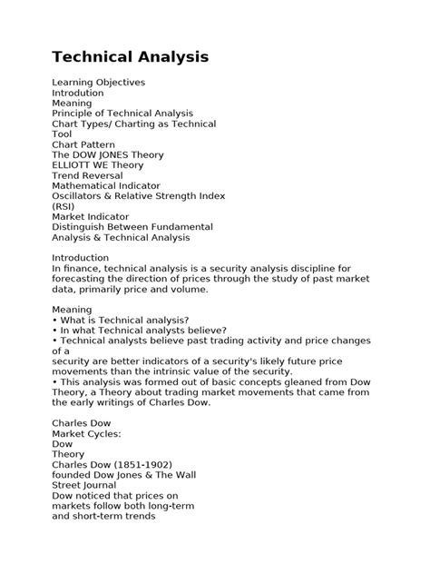 technical analysis stock market pdf