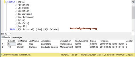Sql Delete Statement