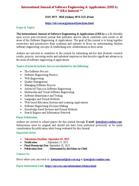 International Journal Of Software Engineering And Applications Ijsea Pdf