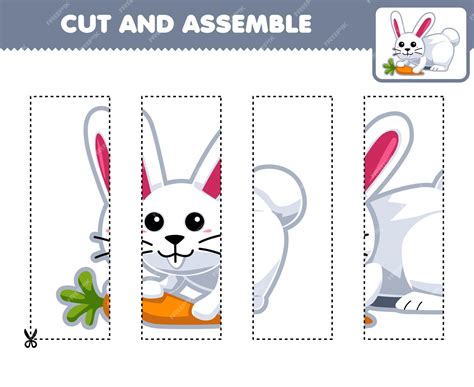Juego Educativo Para Niños Cortar Y Montar Rompecabezas Conejo Lindo
