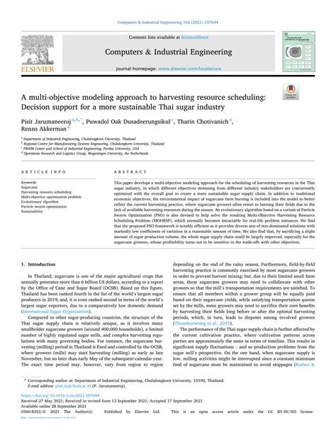 Pdf A Multi Objective Modeling Approach To Harvesting Resource Scheduling Decision Support