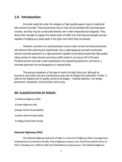 Irc Classification Of Roads National Highways Nh Pdf Road Surface Concrete