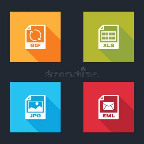 Set  File Document Xls  And Eml Icon Vector Stock Vector Illustration Of Arrow Type
