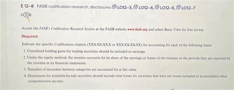 Solved E 12 8 Fasb Codification Research Disclosures 년