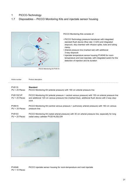 Picco Monitoring Kits And Injectate Sensor Housing