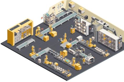 Premium AI Image Factory Floor With Robotic Arms Moving Parts And