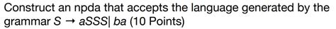 Construct An Npda That Accepts The Language Generated Chegg Com
