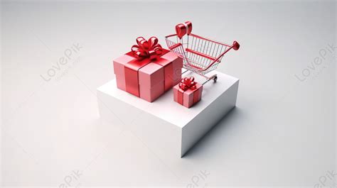 흰색 배경에 장바구니가 있는 3d 렌더링된 선물 상자 어떤 경우에도 완벽한 선물 완벽한 배경 선물 3d 배경 인터넷 쇼핑 배경 이미지 Hd 완벽한 선물 3d