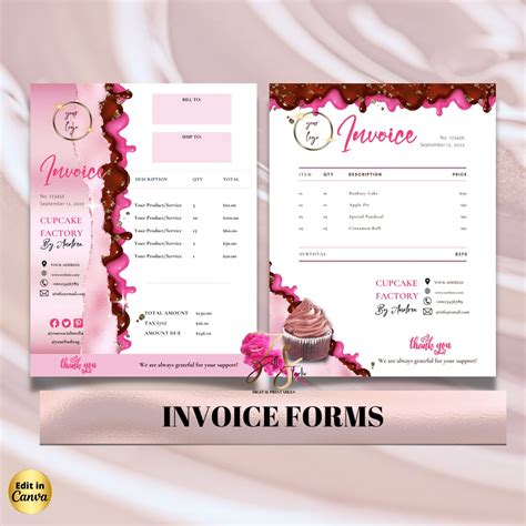 Cake Invoice Template Editable Custom Order Form Printable For Small