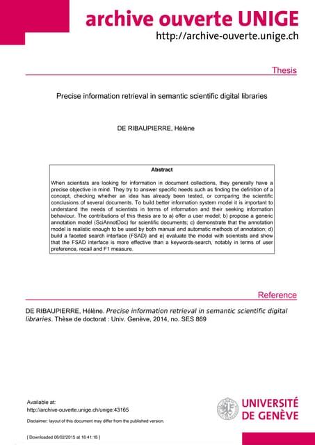 precise information retrieval in semantic scientific digital libraries