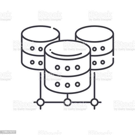 데이터 센터 개념 아이콘 선형 격리 된 그림 얇은 선 벡터 웹 디자인 기호 흰색 배경에 편집 가능한 스트로크와 개요 개념 기호 3차원 형태에 대한 스톡 벡터 아트 및 기타