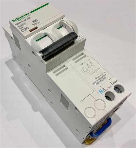 Schneider A9d11220 2 Pole Rcbo C20 30ma Type A Acti 9 Ic60h2 Icap