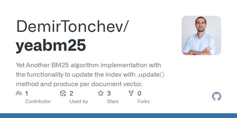 demir tonchev on linkedin github demirtonchev yeabm25 yet another