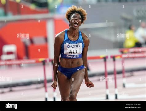 Nia Ali Winning The 100m Hurdles At The 2019 World Athletics
