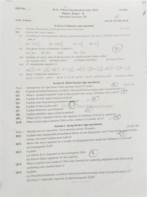 Msc Physics Sem 2 2023 Question Papers Myedocs • मेरे लेख्य
