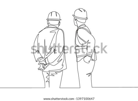 Single Continuous Line Drawing Young Foreman Stock Vector Royalty Free 1397100647 Shutterstock