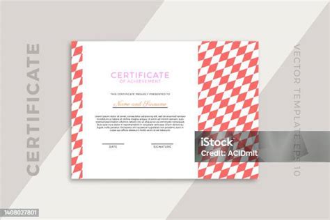 트렌디 한 디자인의 감사 수평 모형의 인증서 창조적 인 기하학적 패턴으로 졸업 또는 코스 완료를위한 현대 비즈니스 디플로마 템플릿 간단한 벡터 배경 Eps 10 형판에 대한