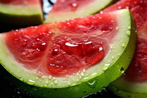 Watermelon Slices With A Drizzle Of Raspberry Sauce Premium Ai Generated Image