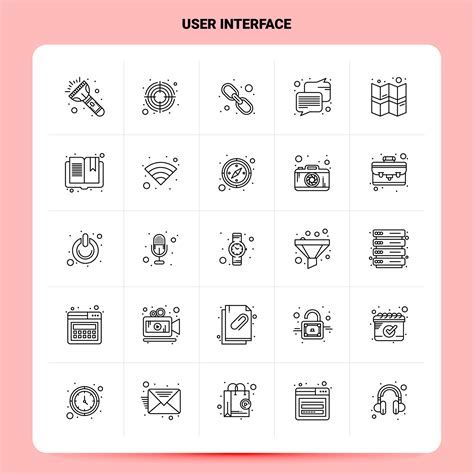 Outline 25 User Interface Icon Set Vector Line Style Design Black Icons Set Linear Pictogram