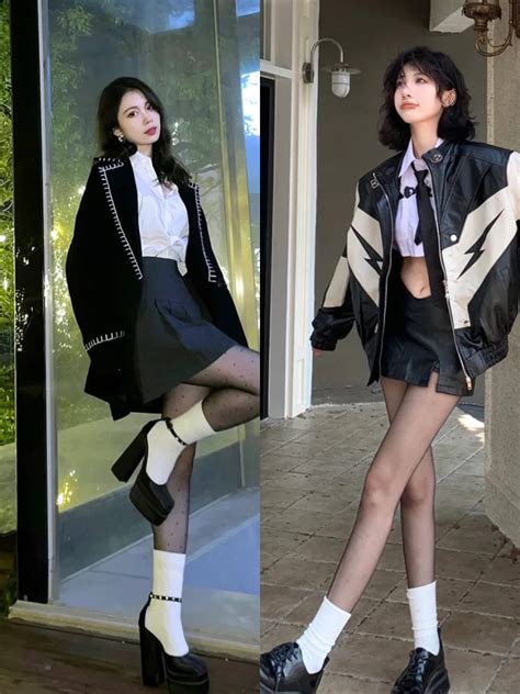冬天别再露脚踝了， 黑丝白袜”时髦又高级，轻松get大长腿姑娘组合丝袜