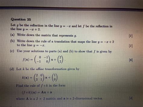 Solved Question Let G Be The Reflection In The Line Y Chegg