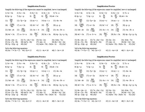 Ws3 Simplification Practice Pdf Mathematics Equations