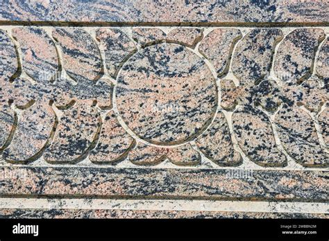 Intricate Stone Mosaic Pavement Detail With Radial Pattern Close Up