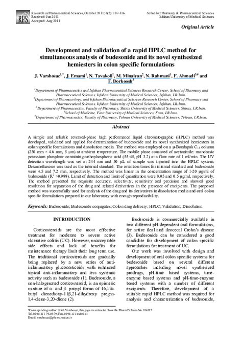 Pdf Development And Validation Of A Rapid Hplc Method For