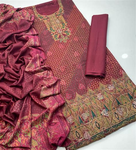 Lulusar Luxury Shamoz Silk Unstitched Suit For Women 3 Piece Suit Daraz Pk