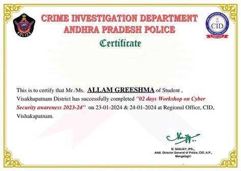 Allam Greeshma On Linkedin Cid Workshop Participation Certificate