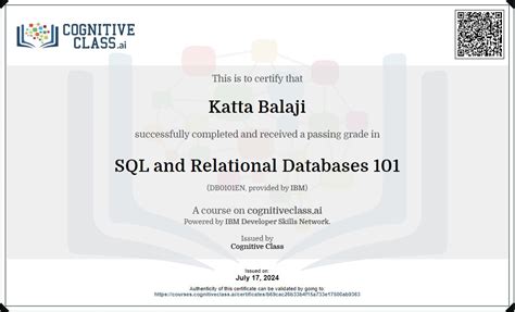 Katta Balaji On Linkedin Datascience Sql Relationsdatabases Learningjourney Cognitiveclass
