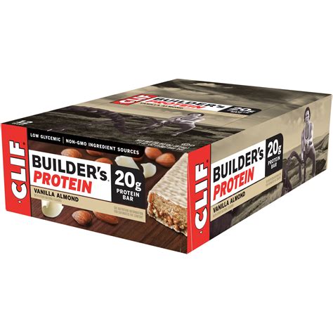 Clif Builders Protein Bar Vanilla Almond 24 Oz Bars 12 Count