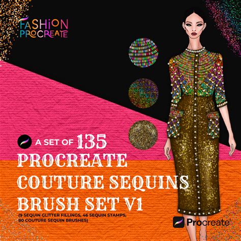 135 Couture Sequin Procreate Brush Set Procreate Brush Set 80 Couture Sequins Brushes 9