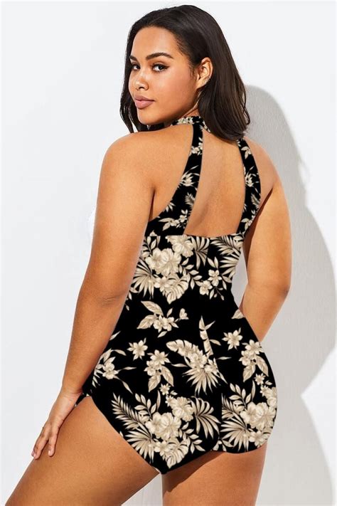 Gorgeous Print Sarong Front One Piece Swimsuit Meetcurve Meetcurve