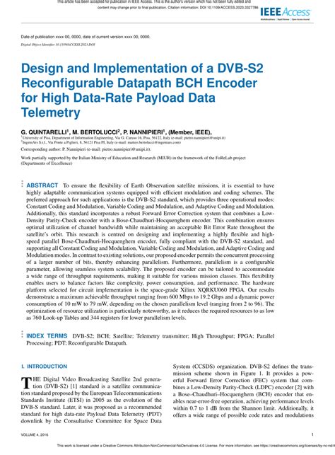Pdf Design And Implementation Of A Dvb S2 Reconfigurable Datapath Bch