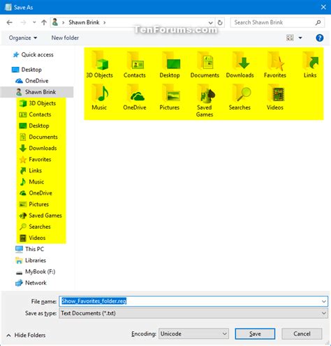 Hide Or Show User Profile Personal Folders In Windows 10 File Explorer