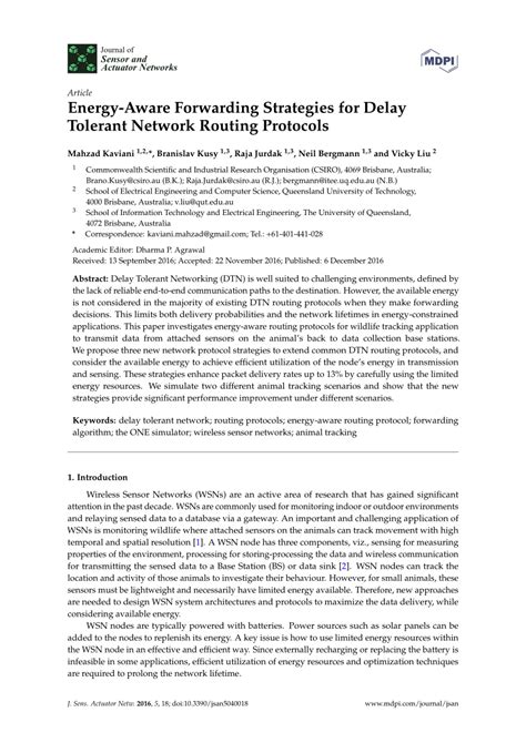 PDF Energy Aware Forwarding Strategies For Delay Tolerant Network Routing Protocols