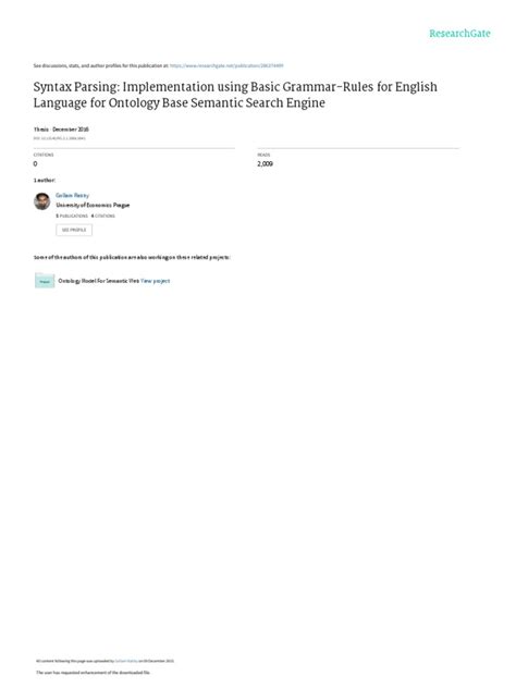 Syntax Parsing Implementation Using Basic Grammar Rules For English Language For Ontology Base