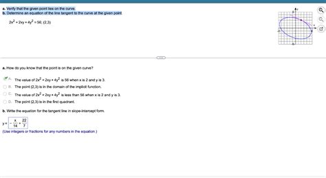 Solved A Verify That The Given Point Lies On The Curve B