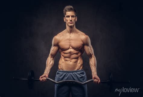 Handsome Shirtless Man With Stylish Hair And Muscular Ectomorph Posters