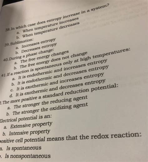 Solved In Which Case Does Entropy Increase In A System Chegg