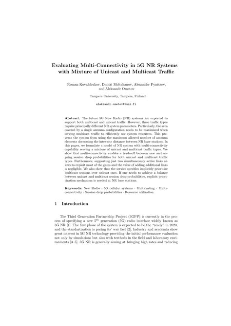 Pdf Evaluating Multi Connectivity In 5g Nr Systems With Mixture Of Unicast And Multicast Traffic