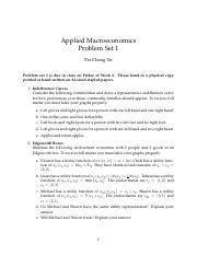 Problem Set Updated Pdf Applied Macroeconomics Problem Set Pei Cheng Yu Problem Set Is