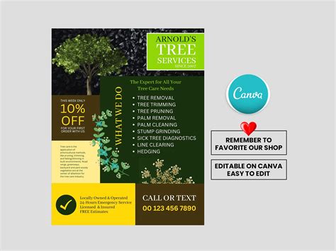 Tree Services Flyer Printable Tree Trimming Service Flyer Design DIY Canva Tree Cutting