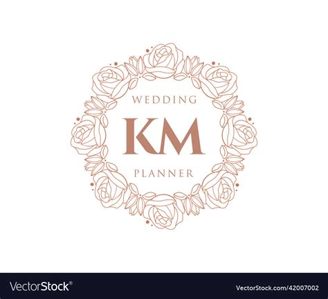 Km Initials Letter Wedding Monogram Logos Vector Image
