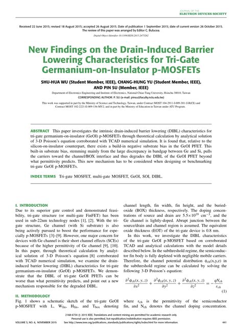 Pdf New Findings On The Drain Induced Barrier Lowering