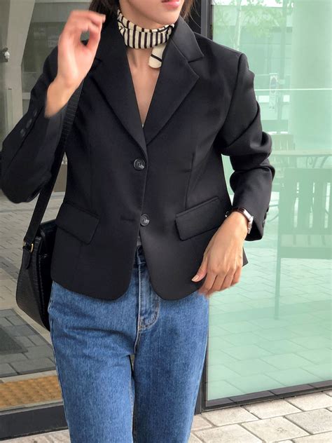 르빈 크롭 카라 싱글 긴팔 자켓 2color