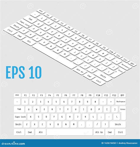 Realistic Isometry Of Modern Keyboard Vector Illustration Stock Vector Illustration Of Mockup