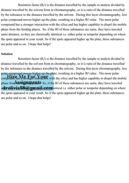 Retention Factor Rƒ Is The Distance Travelled B Pdf Chemistry Science