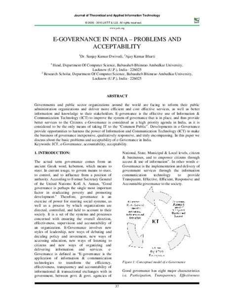 Pdf Journal Of Theoretical And Applied Information Technology E Governance In India Problems